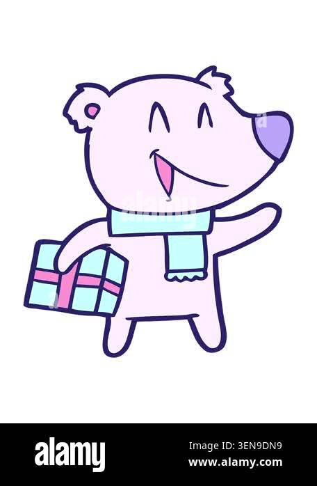 jiggle motion animation of laughing christmas bear cartoon Stock Video ...