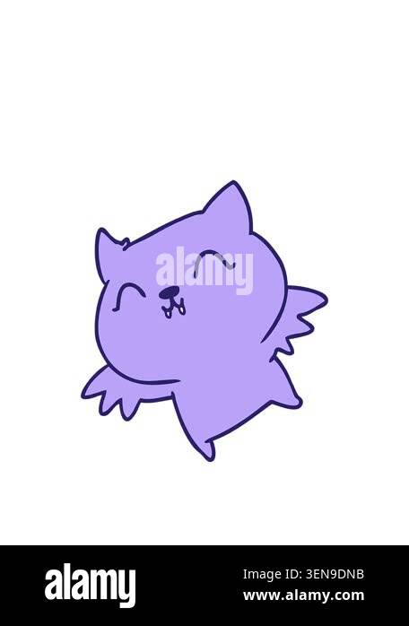 stretching up animation of a drawing of cute kawaii bat Stock Video ...