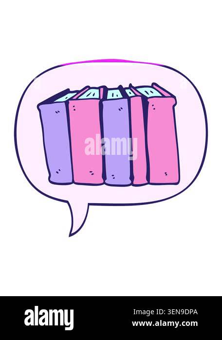 power up animation of cartoon books with speech bubble Stock Video ...