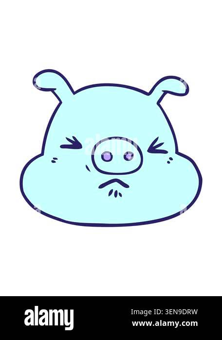 bobbing motion animation of cartoon angry pig face Stock Video Footage ...