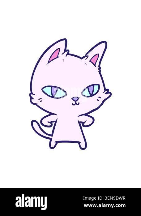 vibrating motion animation of cartoon cat staring Stock Video Footage ...