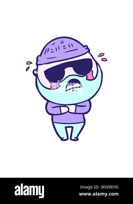 shivering motion animation of cartoon bearded man crying wearing ...