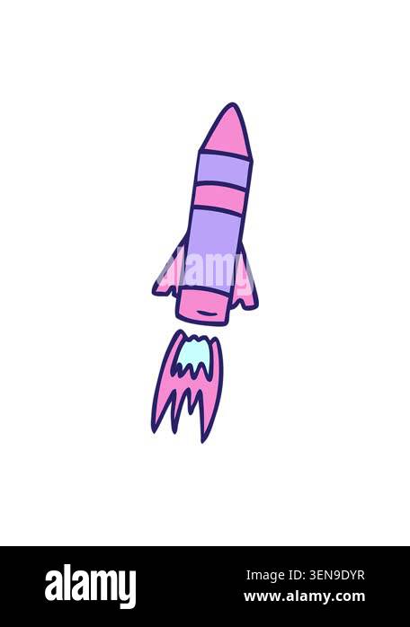 shaking motion animation of hand drawn cartoon doodle of a space rocket ...