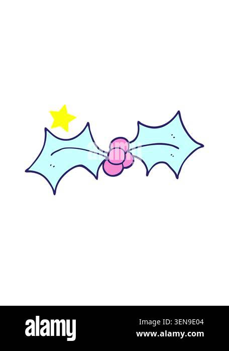 twinkling stars effect animation of cartoon doodle xmas holly Stock ...