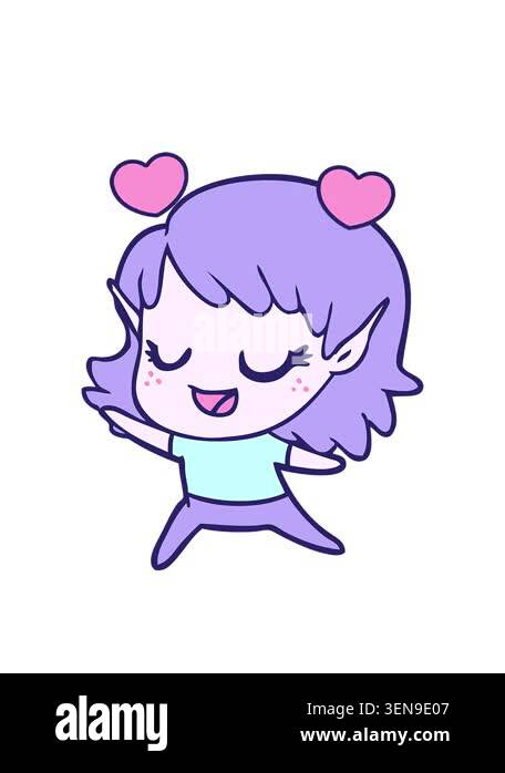 spinning hearts animation of carton happy elf girl dancing Stock Video ...
