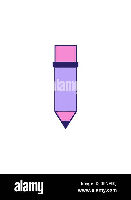 splitting effect animation of cute cartoon of a of a pencil Stock Video ...