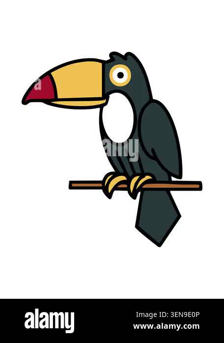 pixelize effect animation of brazil toucan perched on branch Stock ...