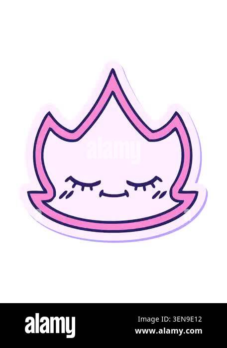 shivering motion animation of sticker of a cute cartoon fire flame ...