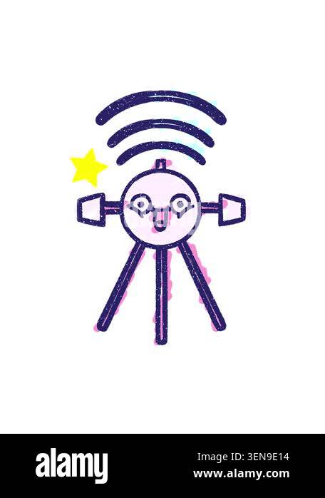 twinkling stars effect animation of Happy Satellite Chalk Drawing Stock ...