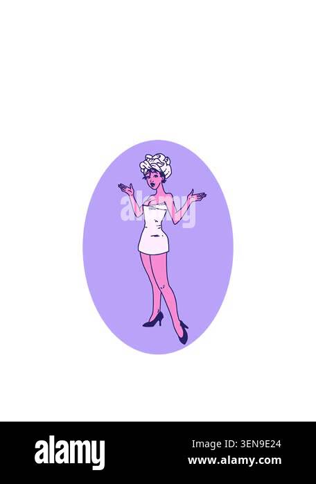 jumping motion animation of tattoo in traditional style of a pinup girl ...