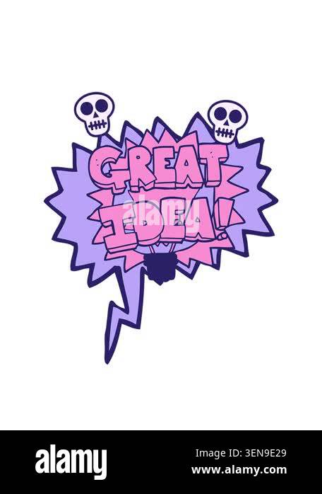spinning skulls animation of speech bubble cartoon GREAT IDEA Stock ...