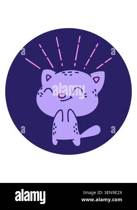 pixelize effect animation of icon of a tattoo style happy cat Stock ...
