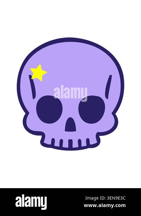 twinkling stars effect animation of cartoon human skull Stock Video ...