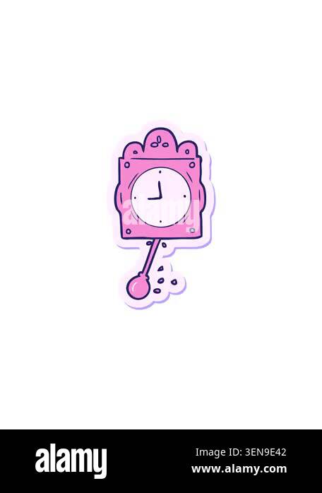flashy sales animation of sticker of a cartoon ticking clock Stock ...