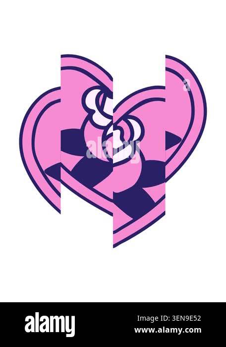 splitting motion animation of tattoo in traditional style of a heart ...
