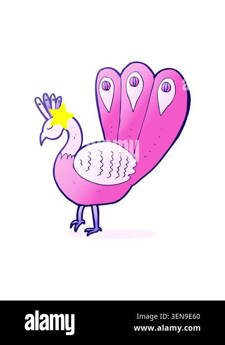 twinkling stars effect animation of cartoon drawing of peacock Stock ...