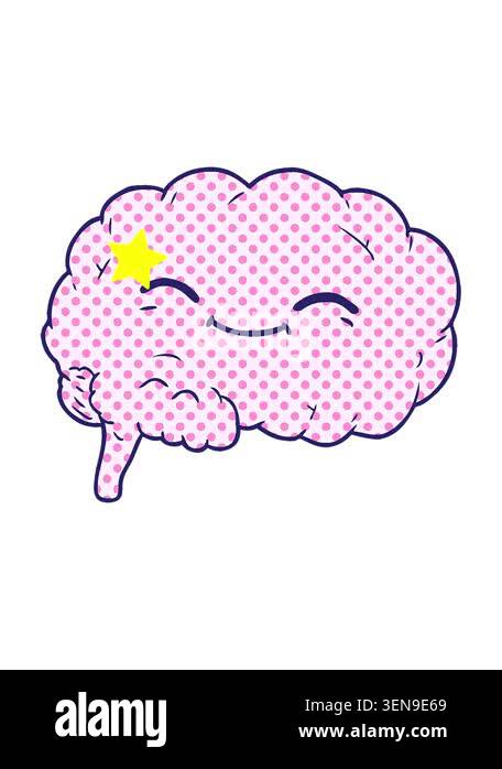 twinkling stars effect animation of cartoon brain Stock Video Footage ...