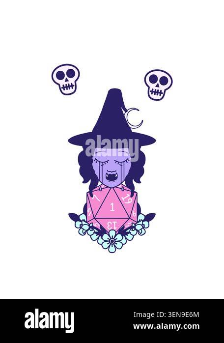 spinning skulls animation of Retro Tattoo Style crying half orc witch ...