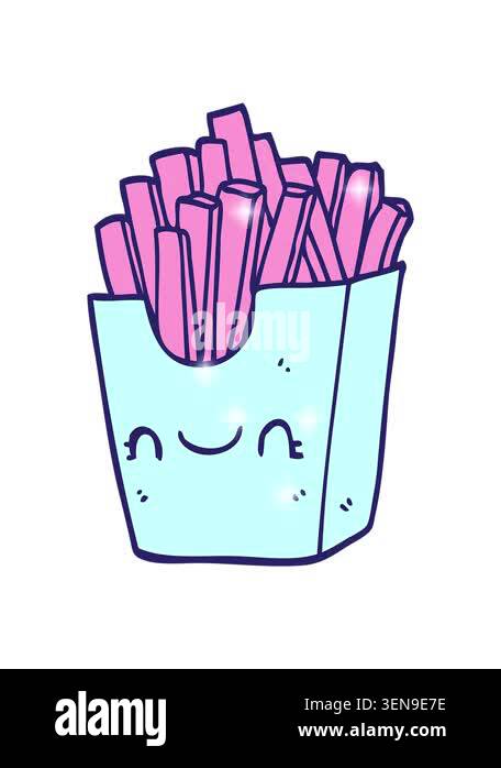 glitter effect animation of cartoon fries in box Stock Video Footage ...