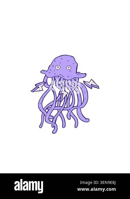 blinking radial lines animation of cartoon octopus design Stock Video ...