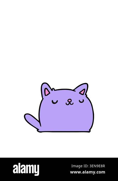 rise and float animation of illustration of cute kawaii cat Stock Video ...