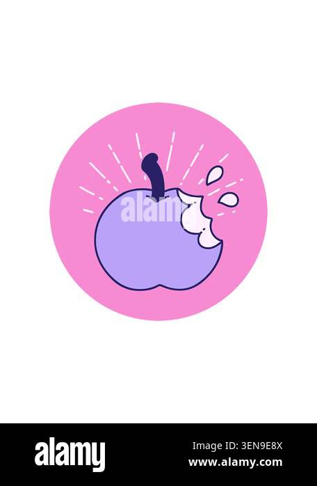 radioactive glowing animation of icon of a tattoo style bitten apple ...
