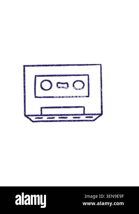 horizontally vibrating animation of Cassette Tape Charcoal Drawing ...