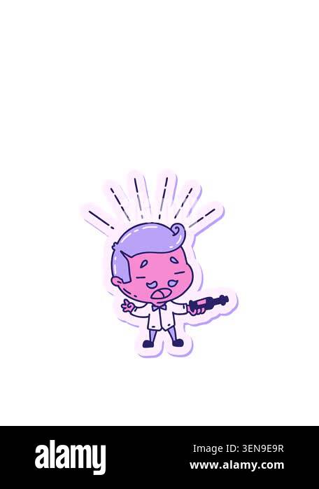 jumping motion animation of sticker of a tattoo style man serving wine ...