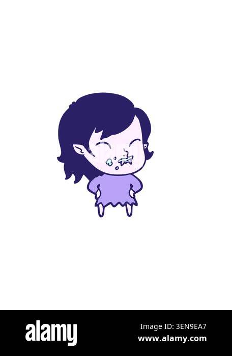 horizontally vibrating animation of vampire girl with blood on cheek ...