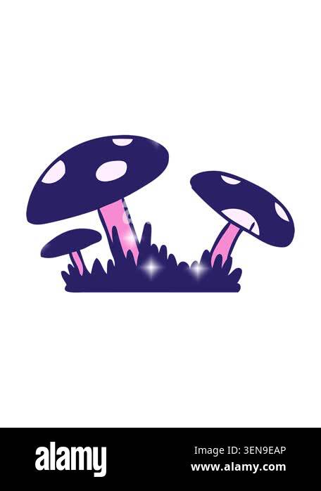 glitter effect animation of cartoon doodle of a toad stool design Stock ...