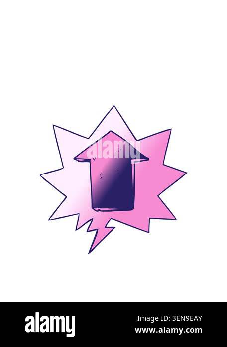 jumping motion animation of cartoon pointing arrow with speech bubble ...