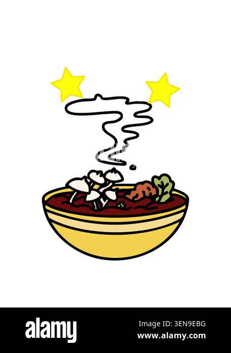 spinning stars animation of hot marinated mushrooms in japanese bowl ...