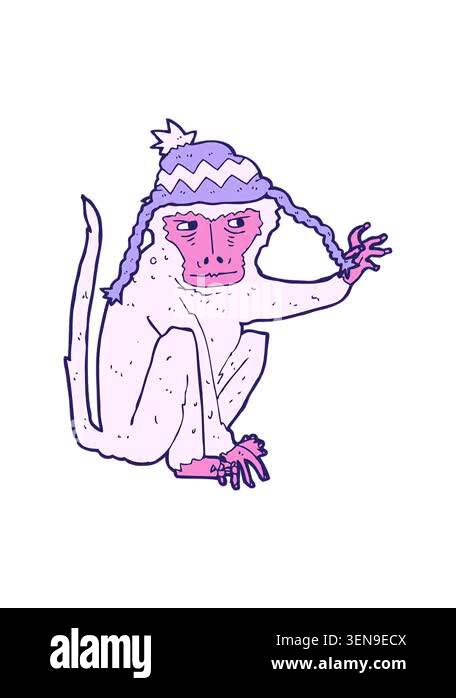 jiggle motion animation of cartoon monkey wearing hat Stock Video ...