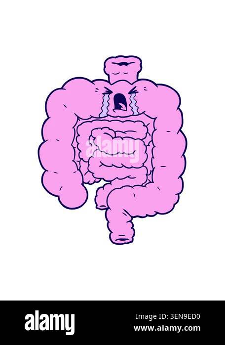 neon light effect animation of cartoon intestines crying Stock Video ...
