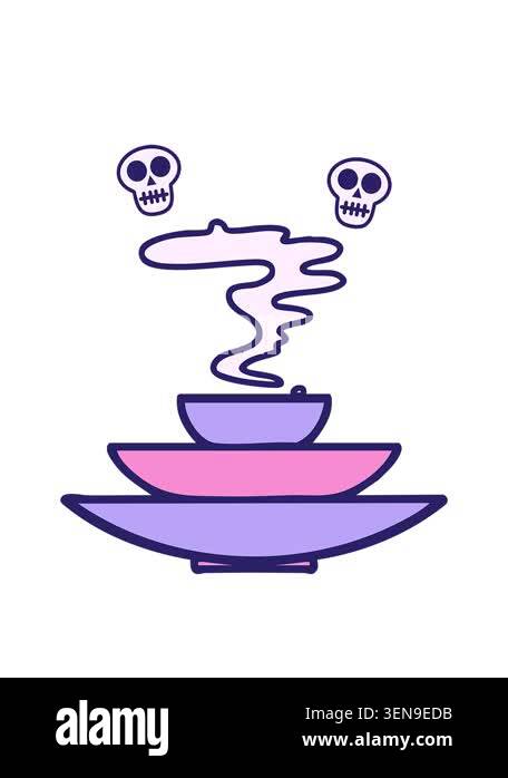 spinning skulls animation of a stack of japanese food bowls Stock Video ...