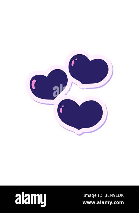 popping motion animation of sticker of a cartoon love hearts Stock ...