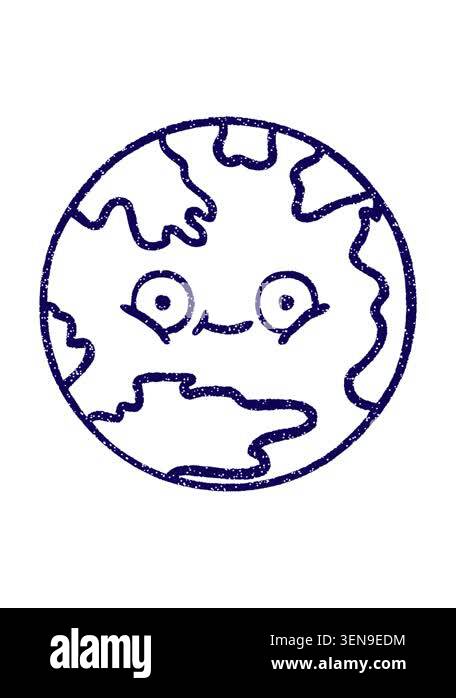 Cartoon-style illustration of a smiling Earth with eyes and a simple ...