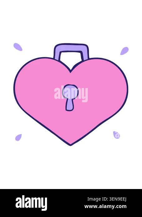 pixelize effect animation of cartoon love heart with lock Stock Video ...