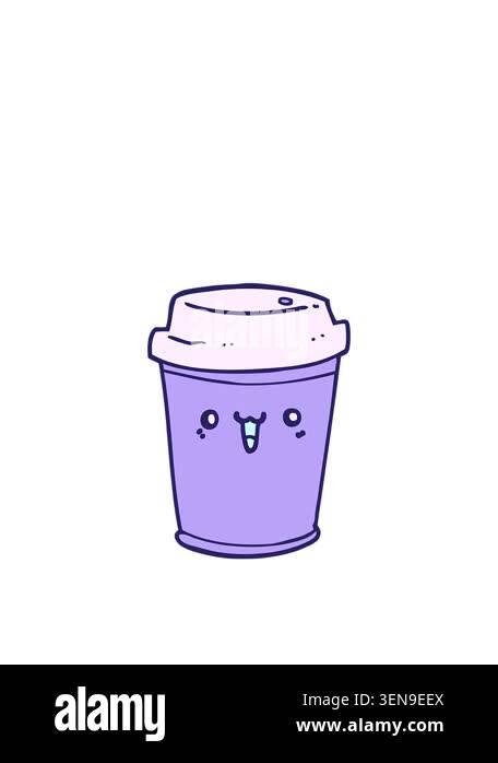 jumping motion animation of cartoon take out coffee Stock Video Footage ...