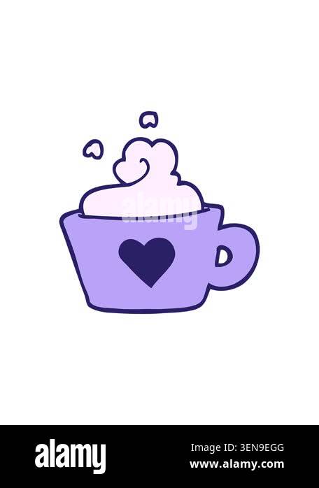 radioactive glowing animation of hand drawn doodle style cartoon cup of ...