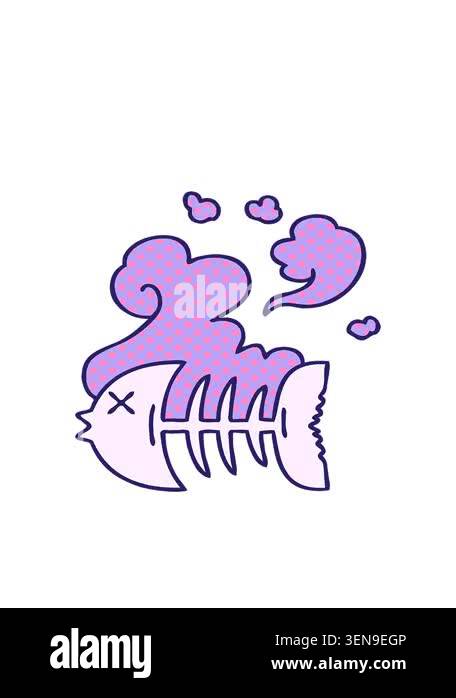 bobbing motion animation of comic book style quirky cartoon dead fish ...