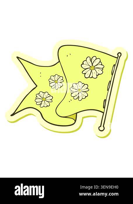 changing color animation of sticker of a cartoon flower flag Stock ...