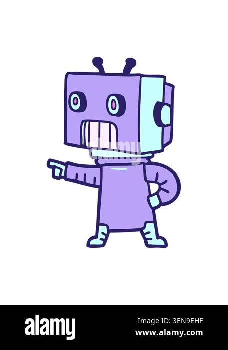 bob and pause animation of cartoon android doodle Stock Video Footage ...
