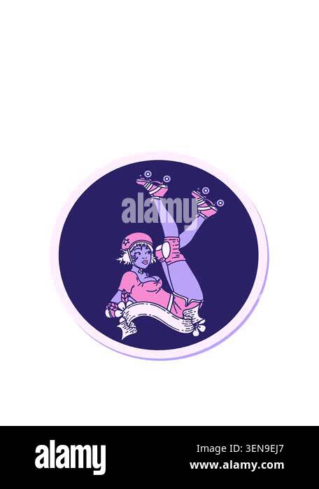 stretching up animation of sticker of tattoo in traditional style of a ...