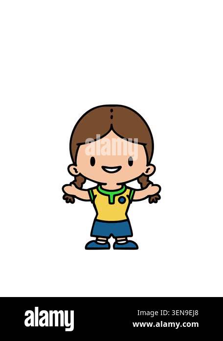 jumping motion animation of female brazilian soccer player in uniform ...
