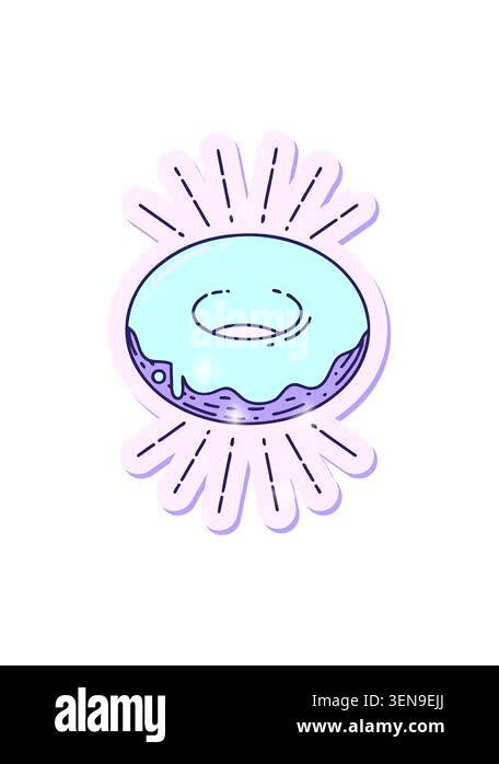 glitter effect animation of sticker of a tattoo style iced donut Stock ...