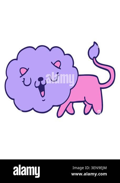 bobbing motion animation of cute cartoon lion Stock Video Footage - Alamy