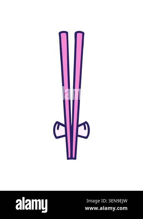 pixelize effect animation of traditional japanese chopsticks on stand ...