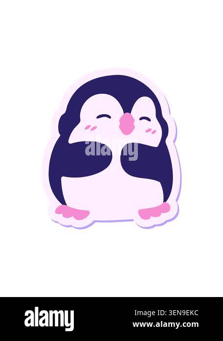 pressure popping animation of cute christmas penguin sticker Stock ...