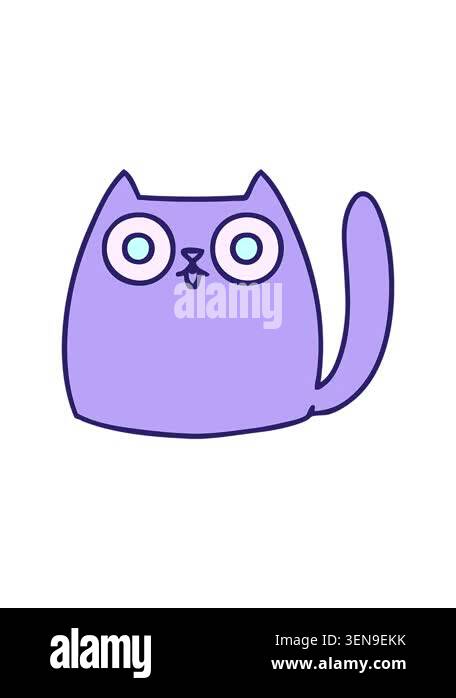 spinning motion animation of cartoon of a cute cat staring you right in ...